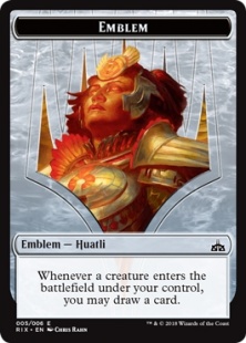 Huatli, Radiant Champion emblem - Rivals of Ixalan | Bazaar of Magic